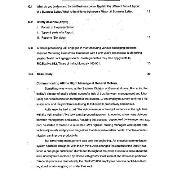 Effective Communication Model Question Paper 1 – BMS | Bachelor of ...