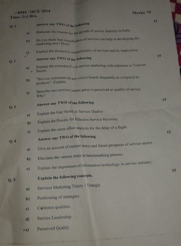 Service Sector Management Prelims Question Paper 2014 – S.I.W.S ...