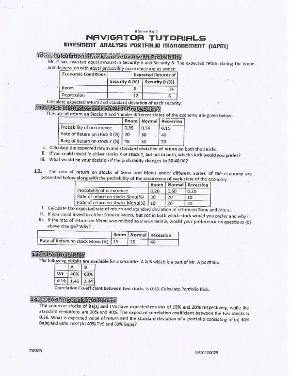 Investment Analysis and Portfolio Management Question Bank 2015 ...
